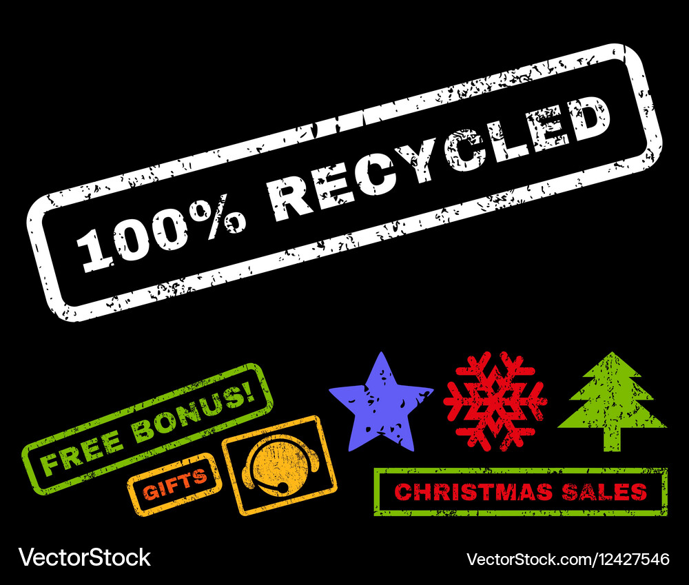100 Percent Recycled Rubber Stamp Royalty Free Vector Image