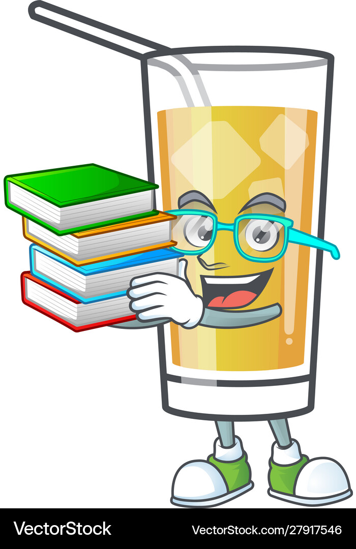 Apple cider cartoon with mascot character student Vector Image