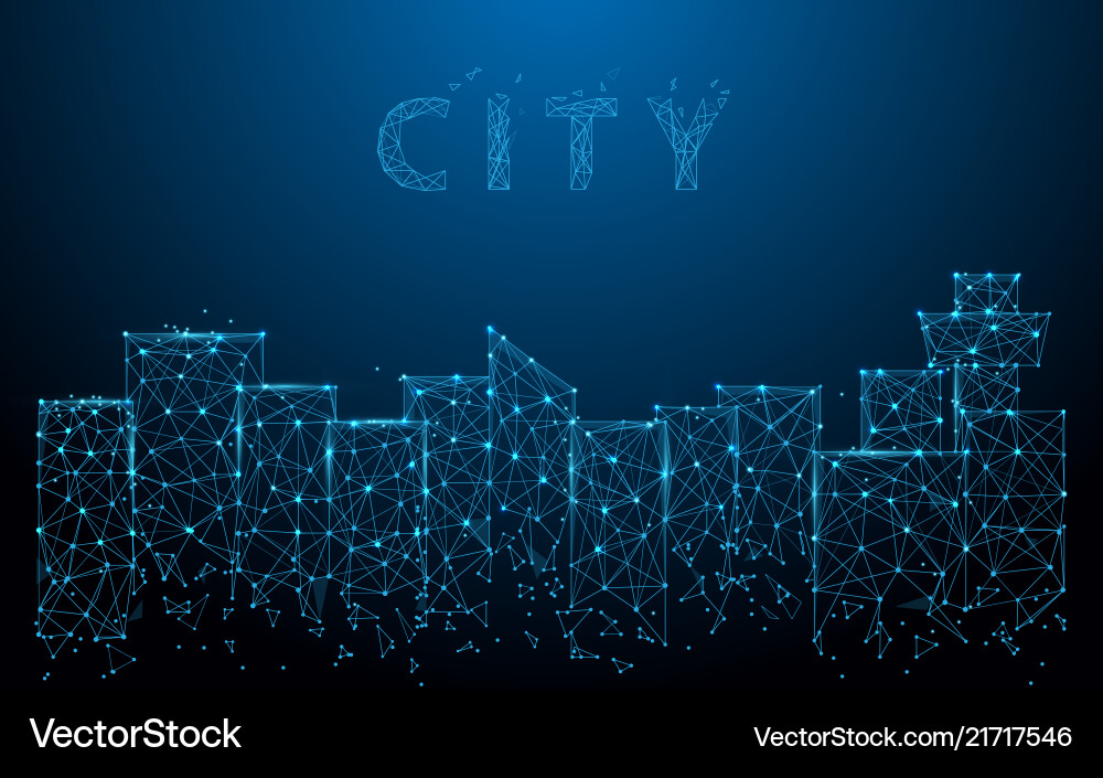 City landscape form lines triangles and particle Vector Image