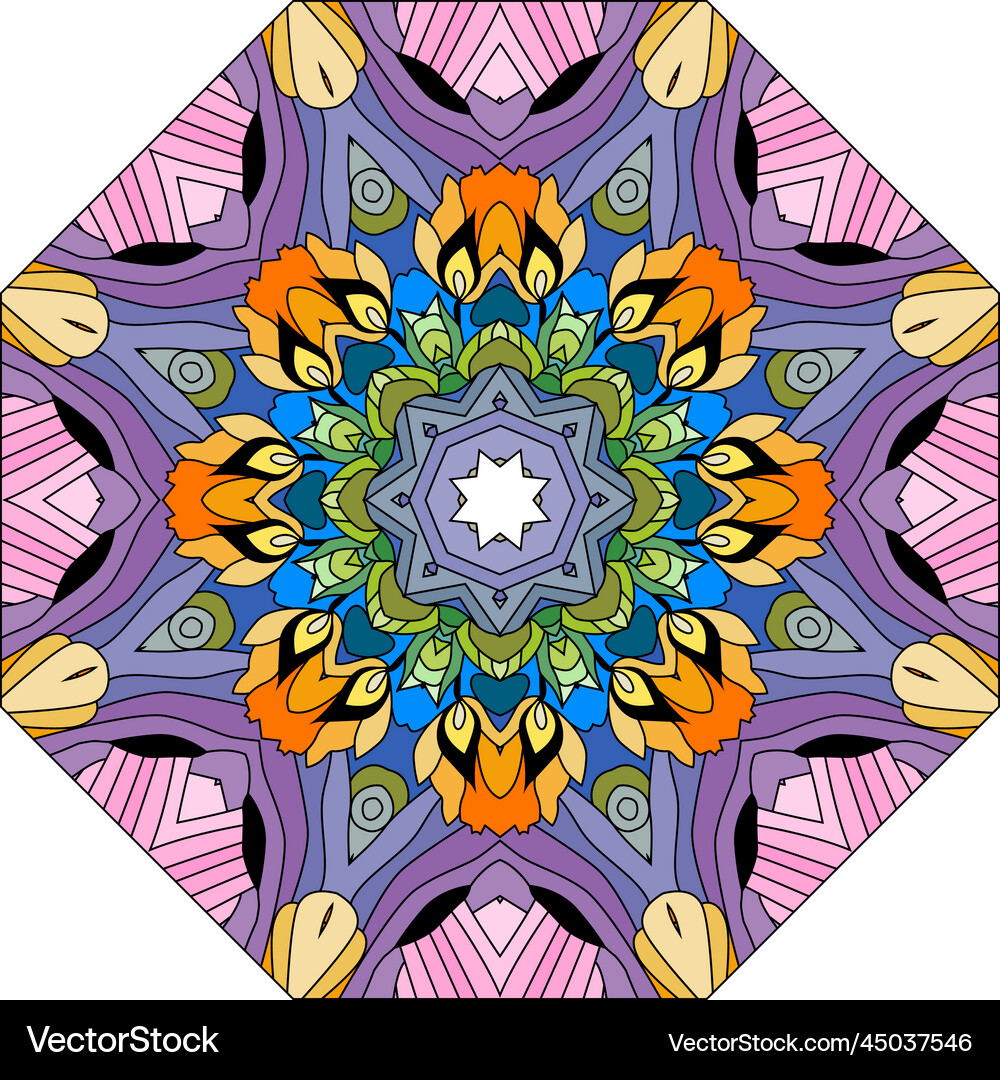 Colorful cute mandala decorative unusual round Vector Image