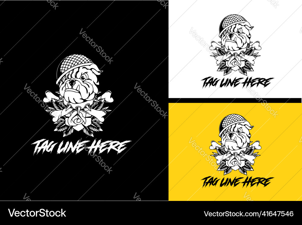 Commander in chief dog soldier uniform logo Vector Image