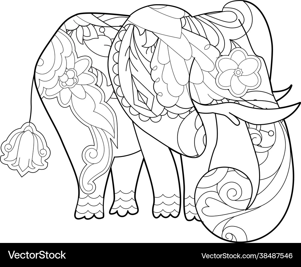 Contour linear with animal for coloring book cute Vector Image