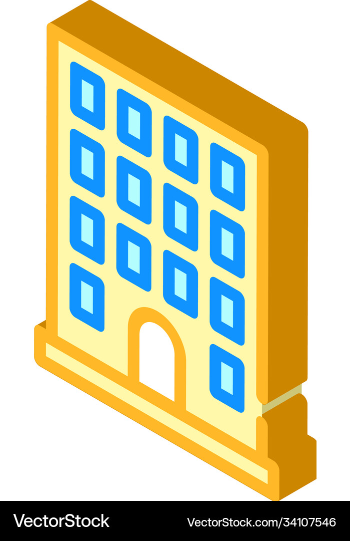Coworking building isometric icon color Royalty Free Vector