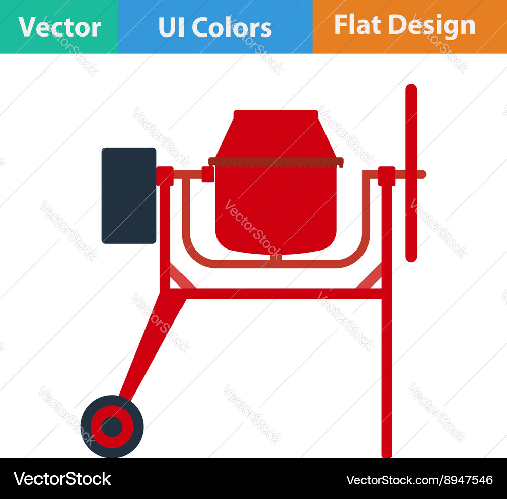 Flat design icon of concrete mixer Royalty Free Vector Image