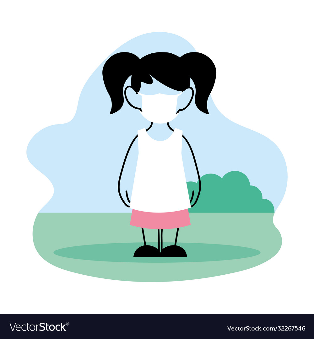 Girld with mask on park Royalty Free Vector Image Girld with mask on park Royalty Free Vector Image