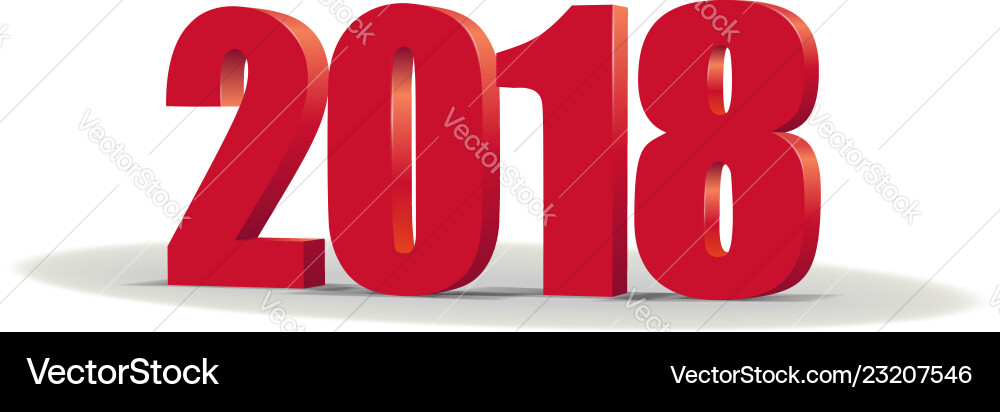 Happy new year 2018 red 3d numbers isolated Vector Image