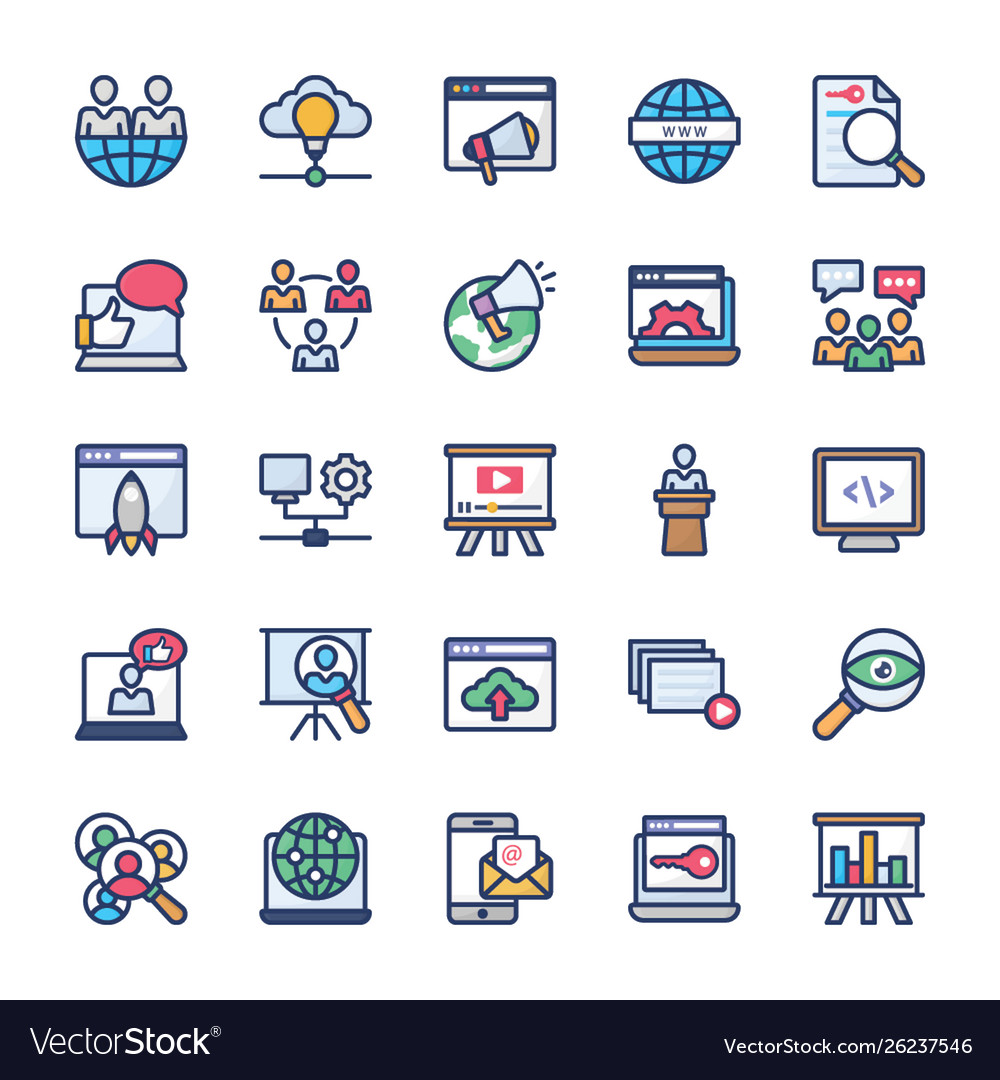 Internet marketing icons pack Royalty Free Vector Image