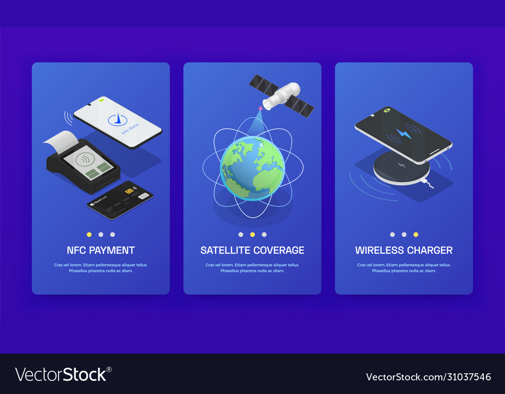 Isometric wireless technologies banner set Vector Image