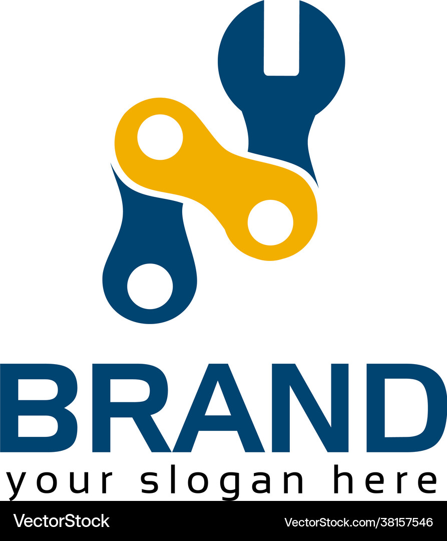 Letter n logo with chain and wrench Royalty Free Vector