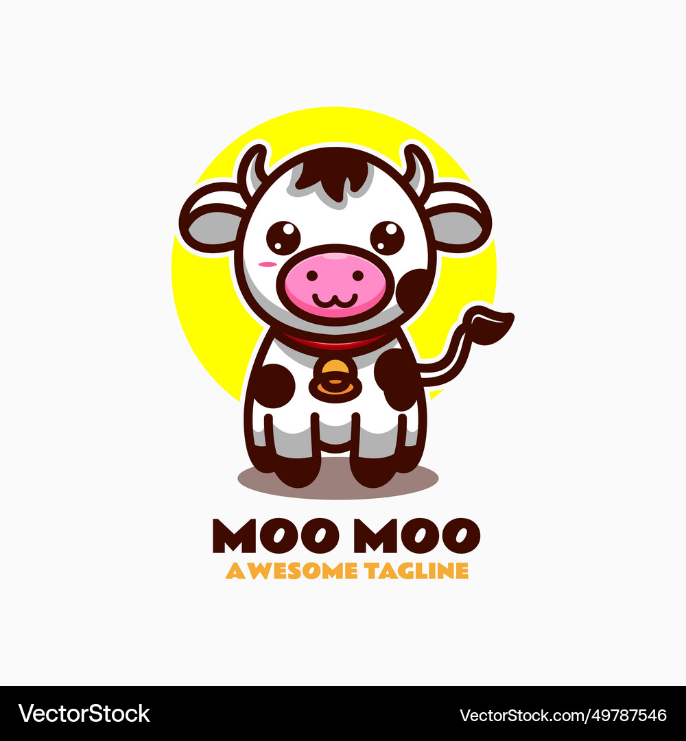 Logo moo mascot cartoon style Royalty Free Vector Image