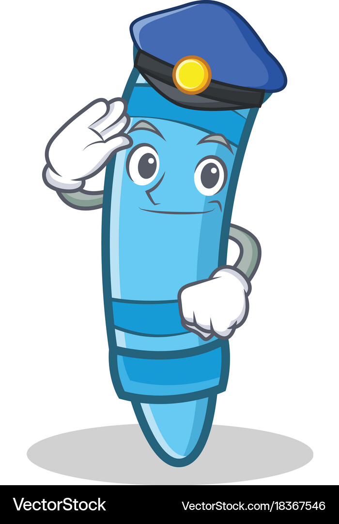 Police crayon character cartoon style Royalty Free Vector