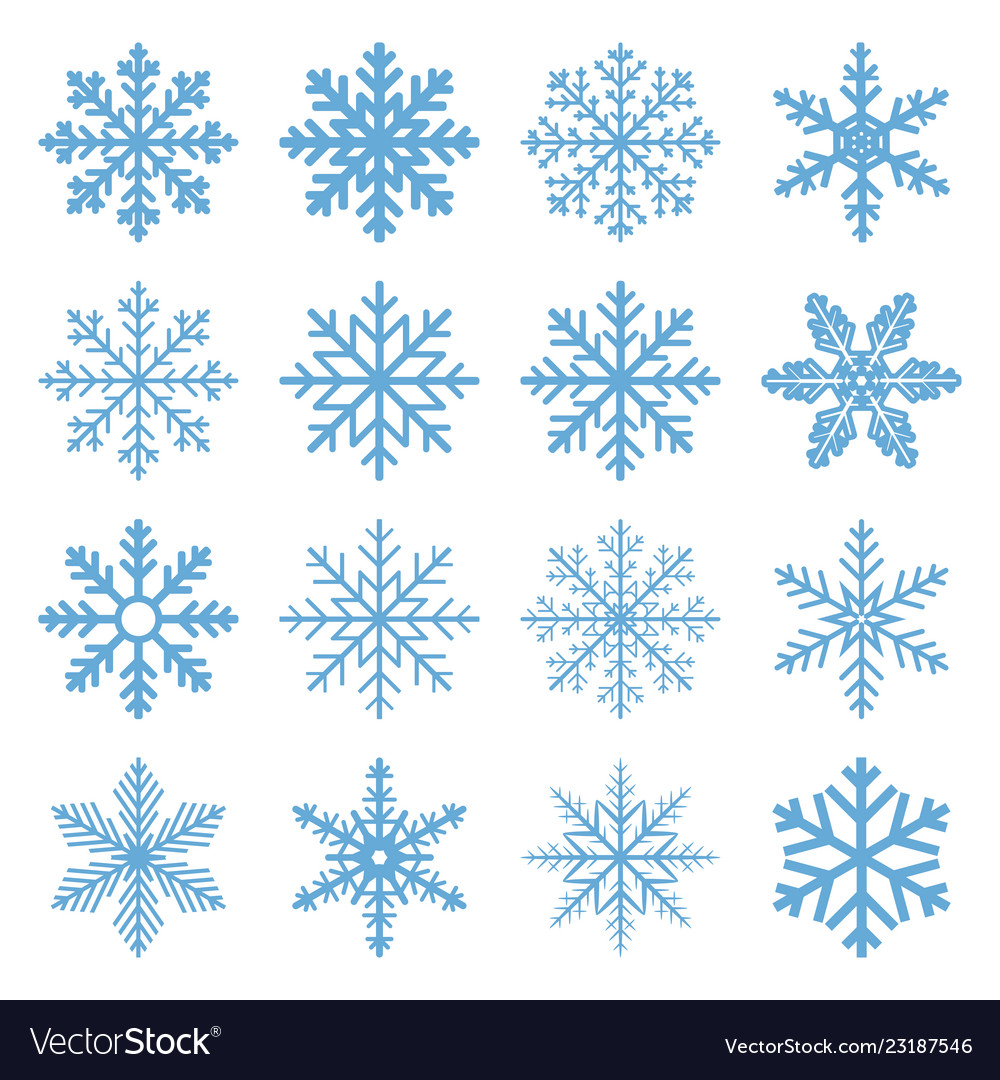 Set winter snowflake isolated on white Royalty Free Vector