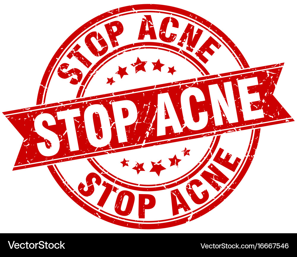 Stop acne round grunge ribbon stamp Royalty Free Vector