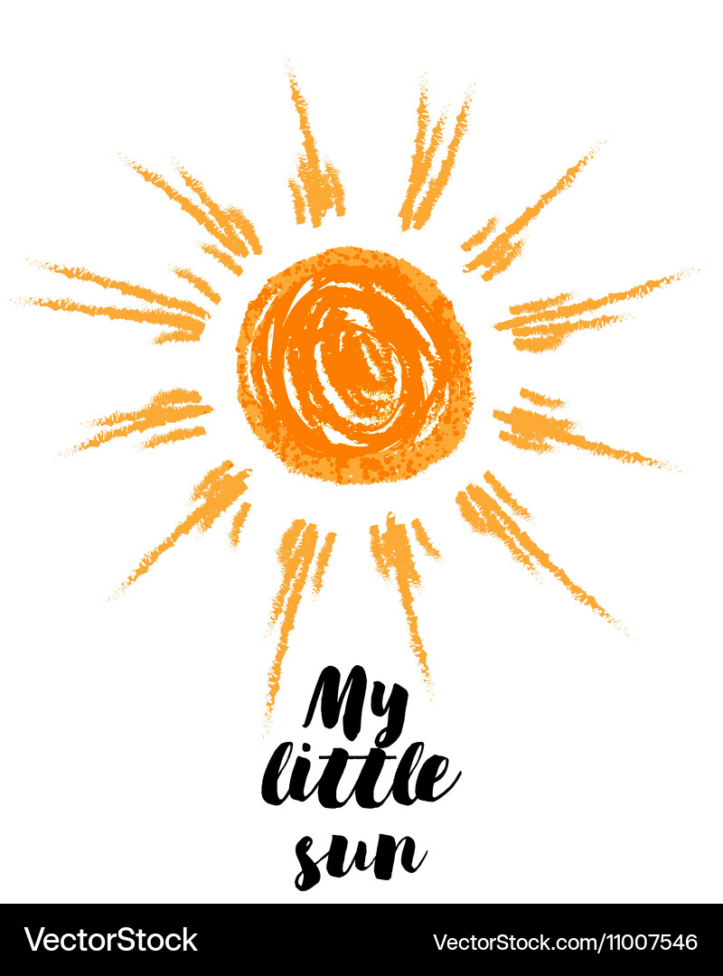 With cartoon handdrawn sun Royalty Free Vector Image
