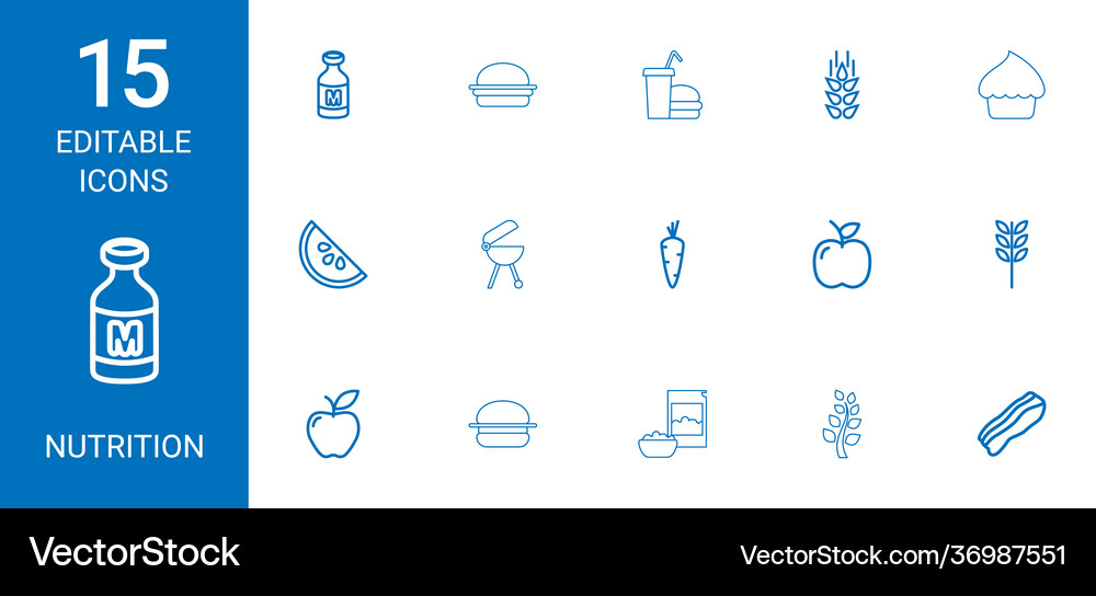15 nutrition icons Royalty Free Vector Image - VectorStock