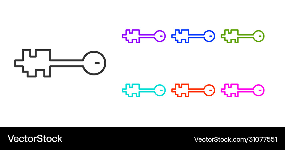 Black line old key icon isolated on white Vector Image