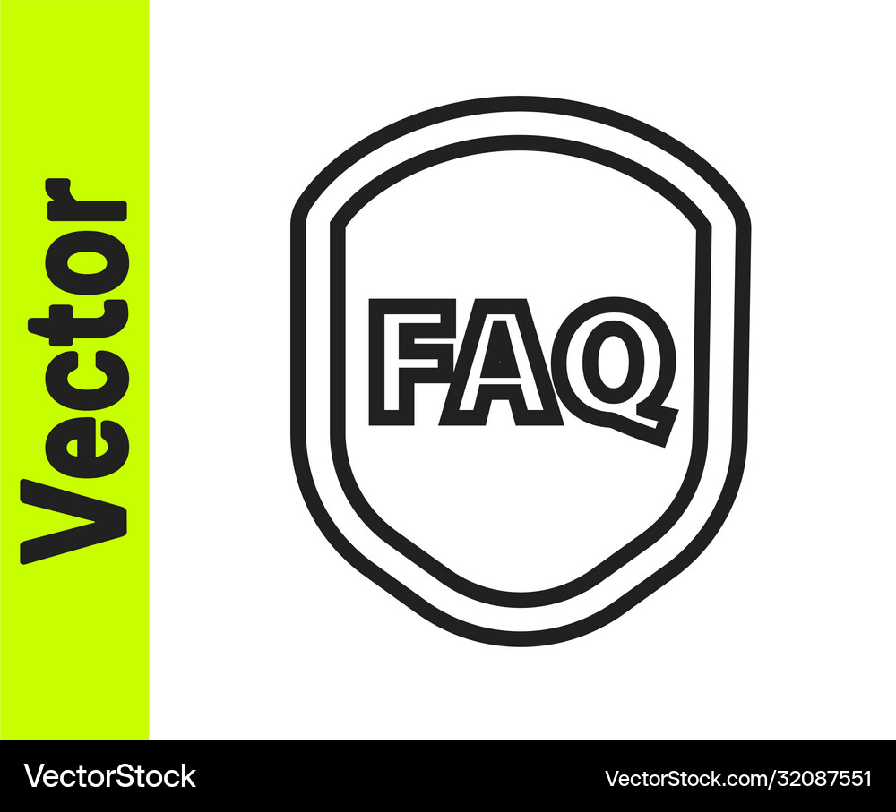 Black line shield with text faq information icon Vector Image
