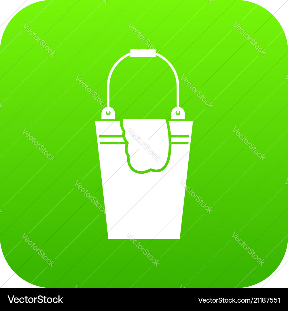 Bucket and rag icon digital green Royalty Free Vector Image