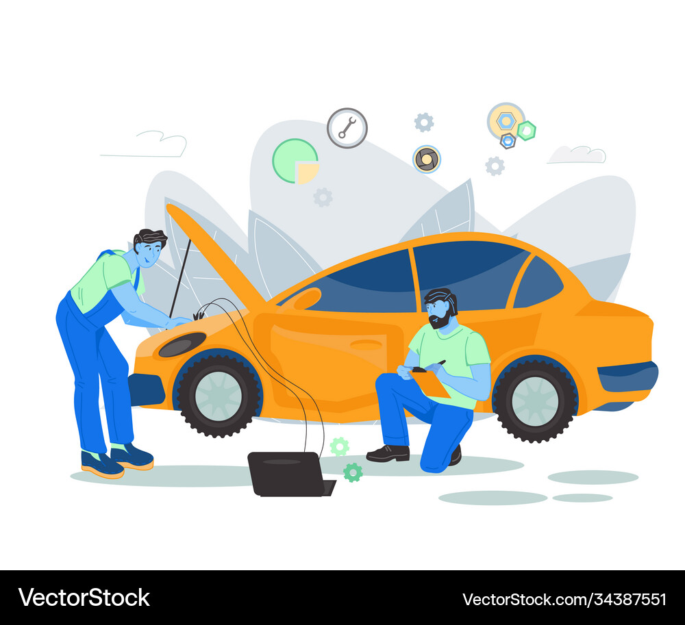 Car diagnostics and repair maintenance Royalty Free Vector