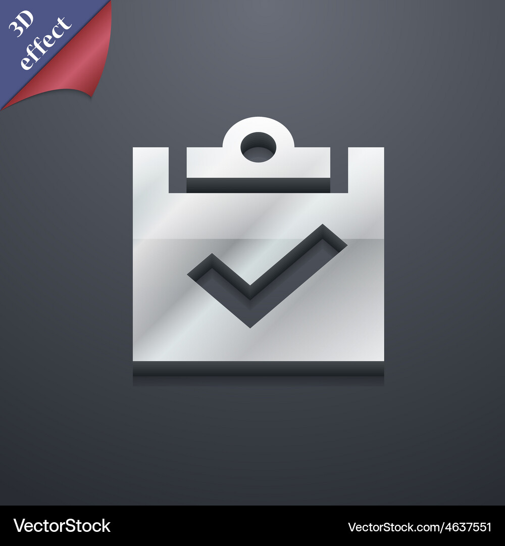 Check mark tik icon symbol 3d style trendy modern Vector Image