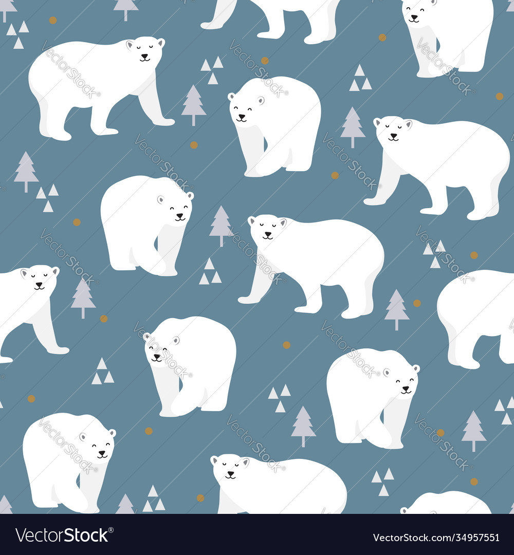 Christmas seamless pattern with polar bear Vector Image