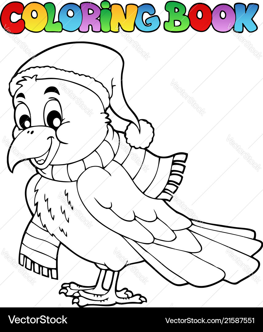Coloring book cartoon raven Royalty Free Vector Image