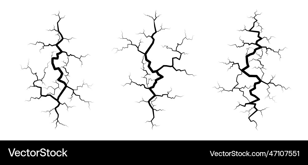 Cracks in ground top view earth crust break from Vector Image