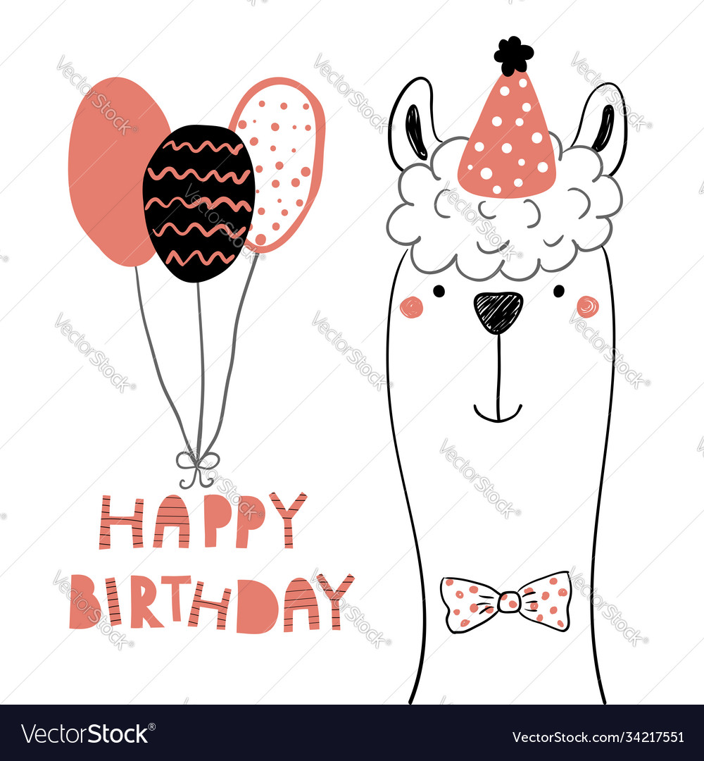 Kawaii Llama Birthday Card