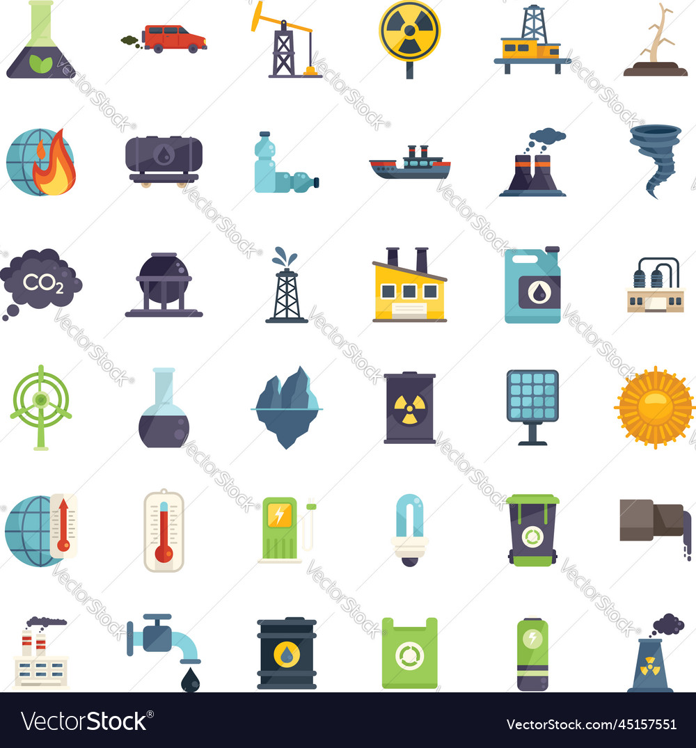 Global warming icons set flat climate Royalty Free Vector Global warming icons set flat climate Royalty Free Vector
