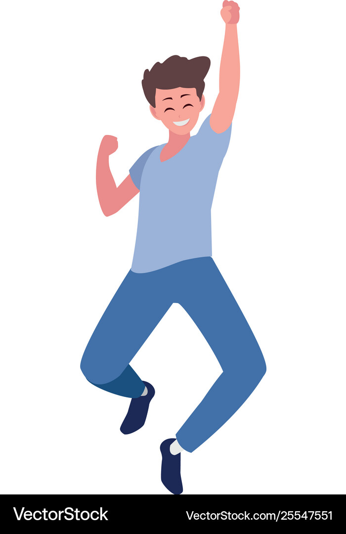 Happy young man celebrating character Royalty Free Vector