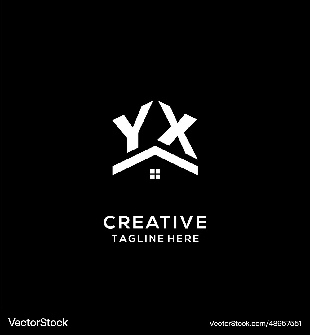 Initial yx logo with abstract home roof simple Vector Image