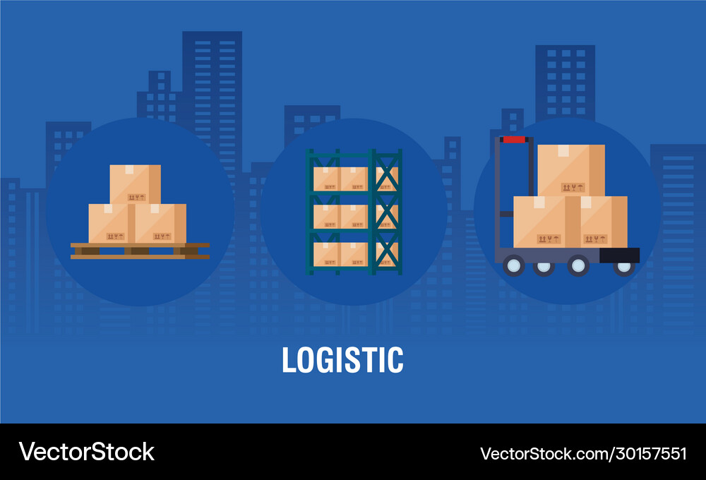 Logistic poster with boxes packages cargo Vector Image