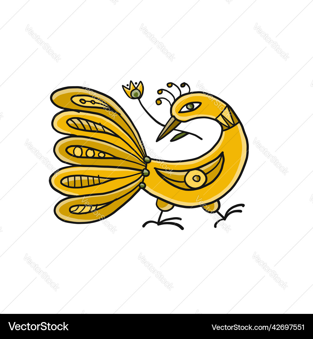 Magic bird isolated on white art for your design Vector Image