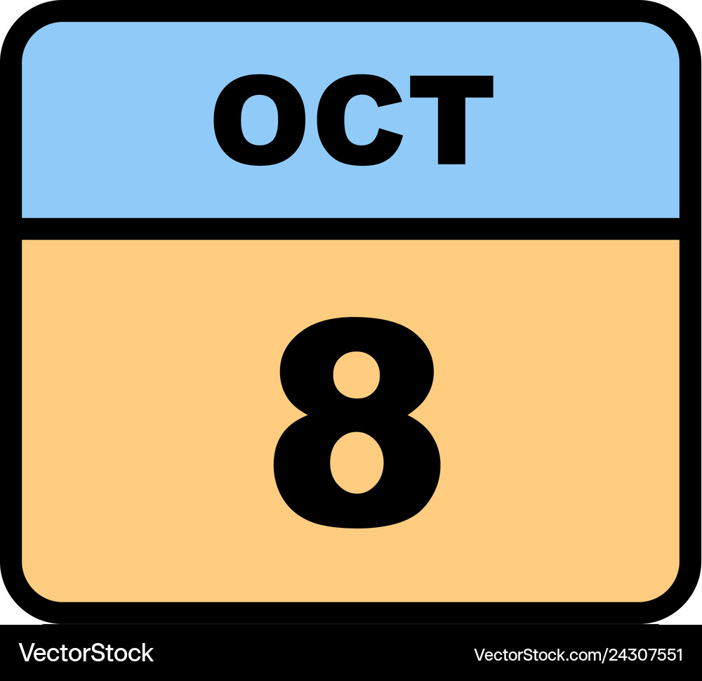 October 8th date on a single day calendar Vector Image