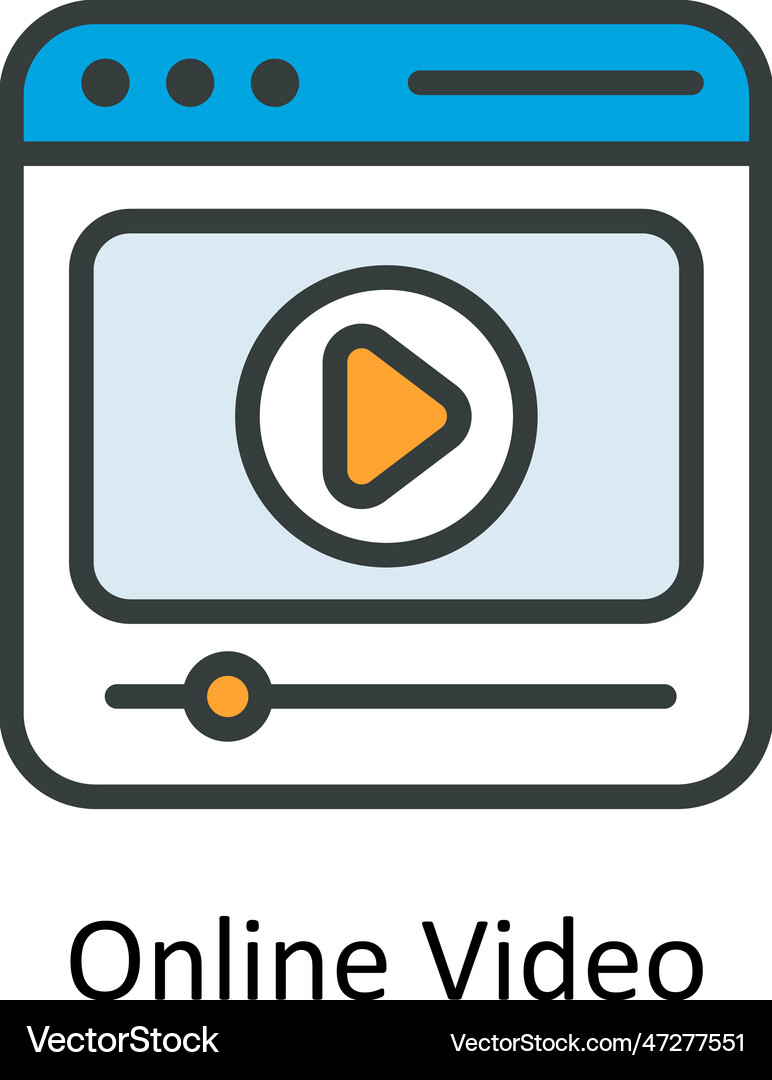 Online video fill outline icon design illus Vector Image