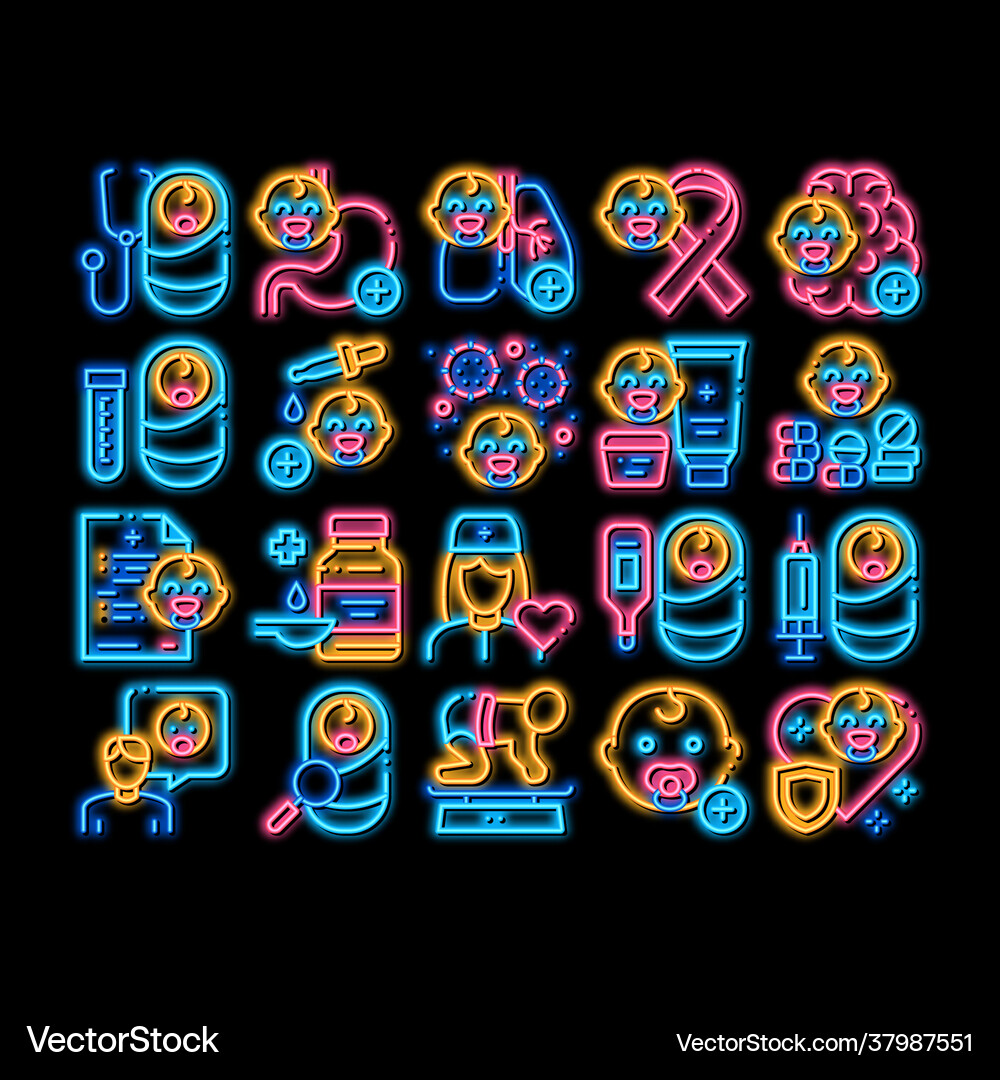 Pediatrics medical neon glow icon Royalty Free Vector Image