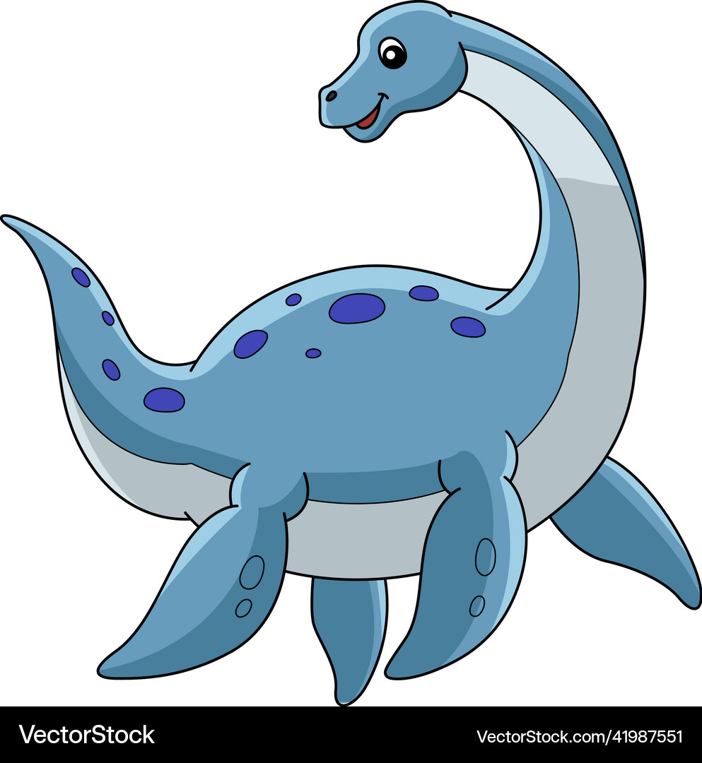 Plesiosaurus dinosaur cartoon colored clipart Vector Image
