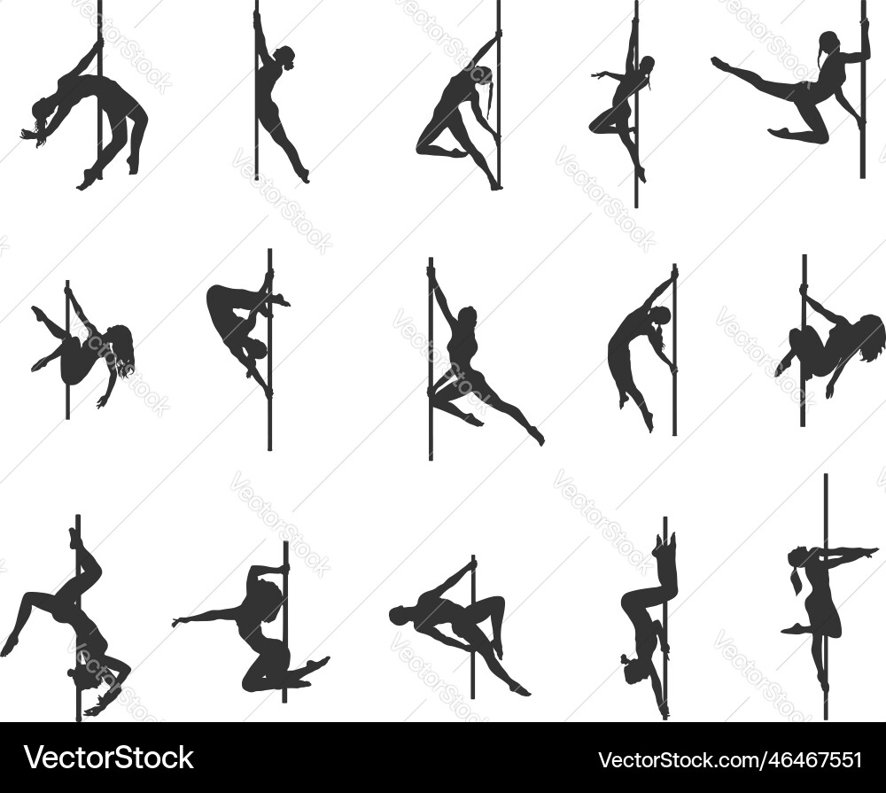Pole dance women silhouette dance silhouette Vector Image