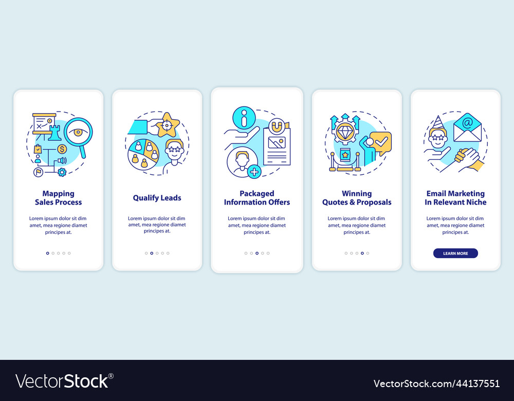 Process of lead conversion onboarding mobile app Vector Image