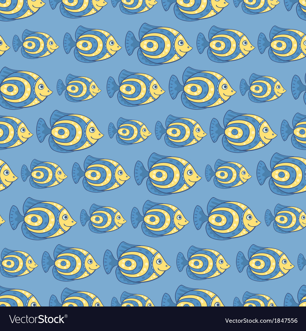 Blue fish seamless pattern Royalty Free Vector Image