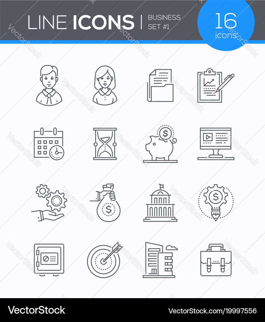 Business - set line design style icons Royalty Free Vector