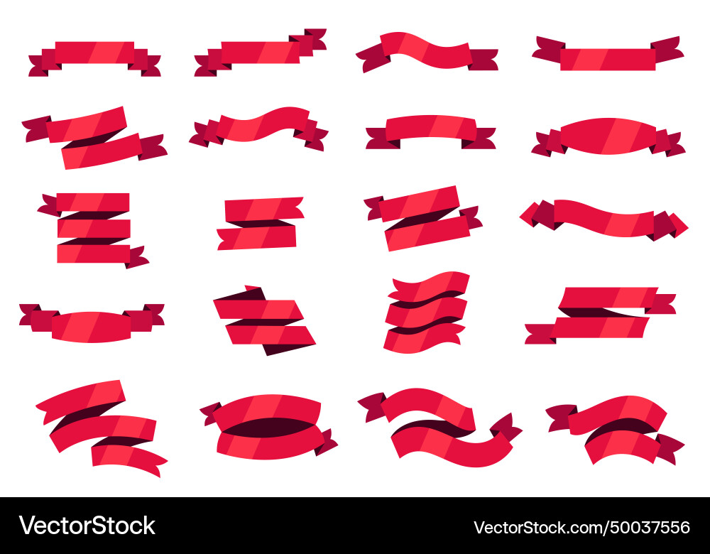 Cartoon red banner ribbons empty curved border Vector Image