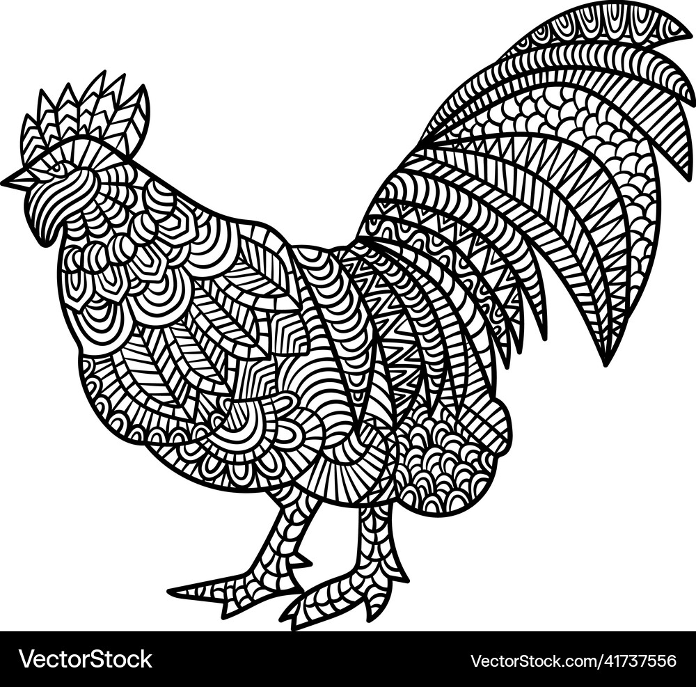 Chicken mandala coloring pages for adults Vector Image