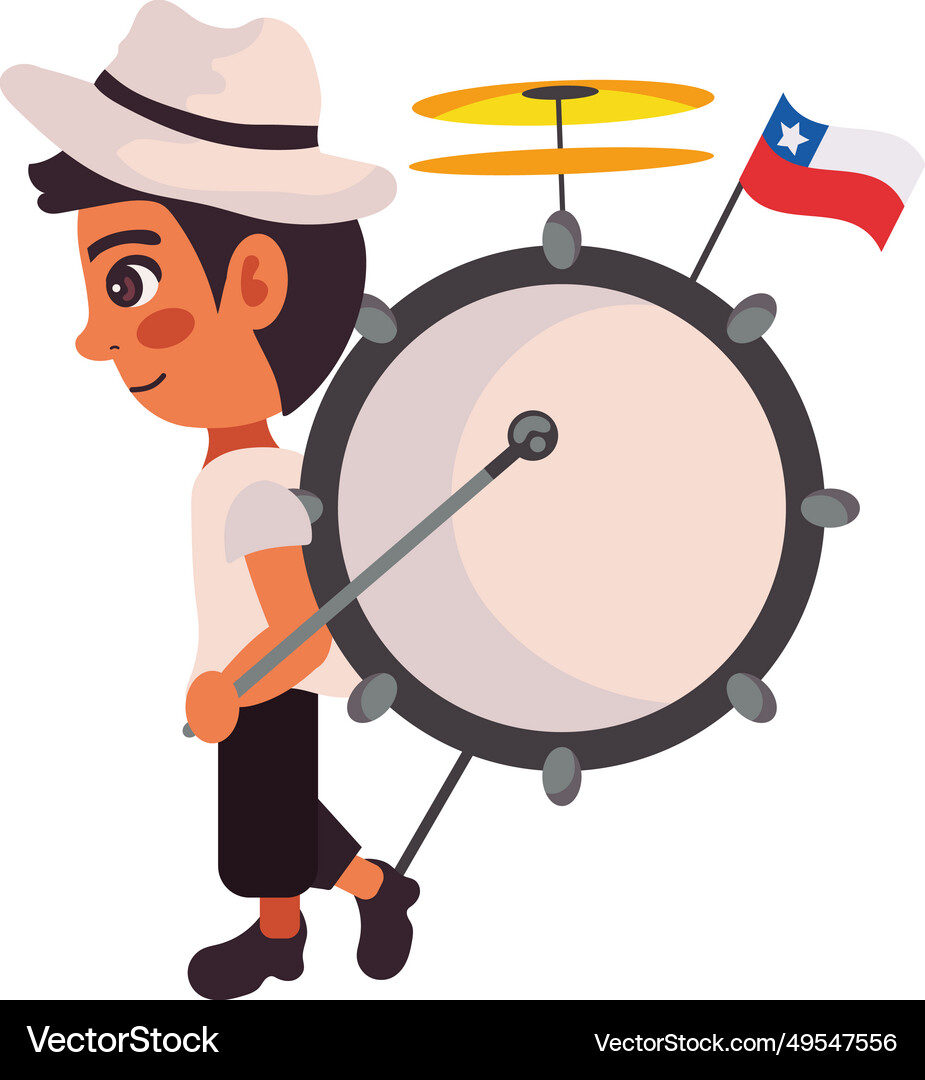 Chile chinchinero drum cartoon Royalty Free Vector Image