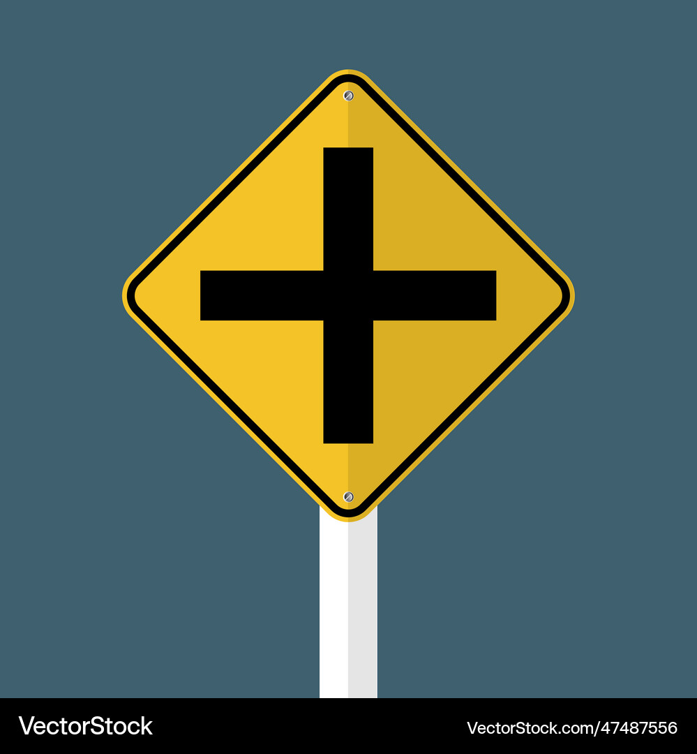 Crossroads junction traffic road sign isolated Vector Image