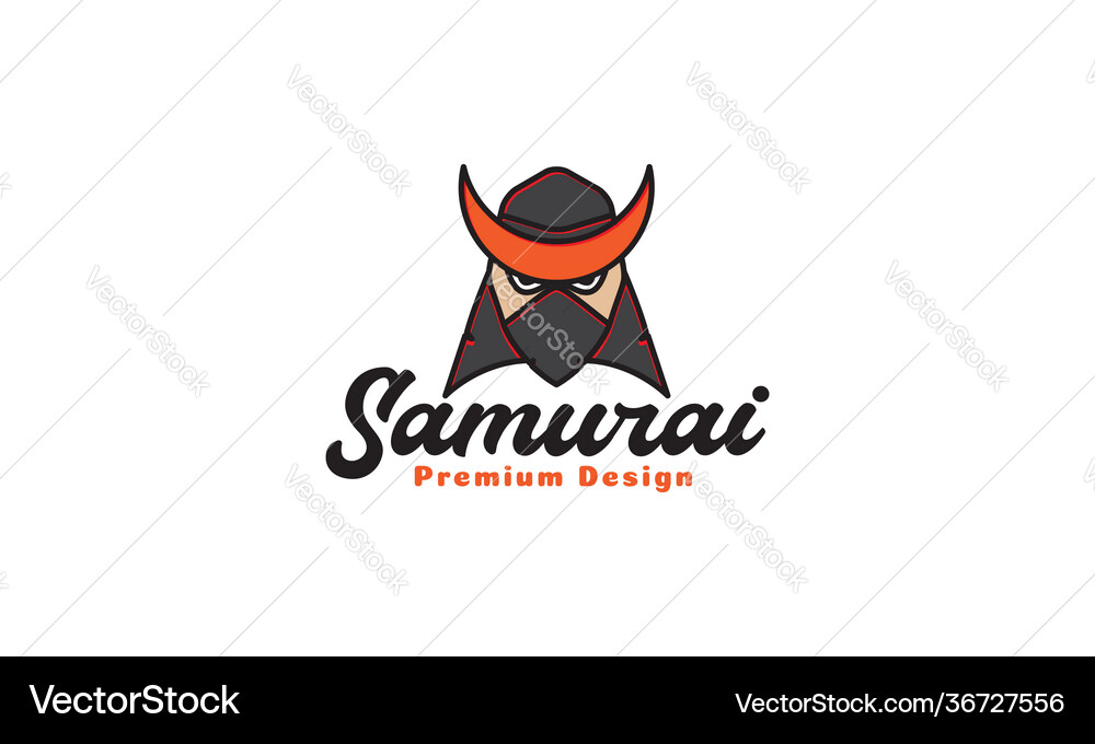 Dark head samurai man mask logo symbol icon design