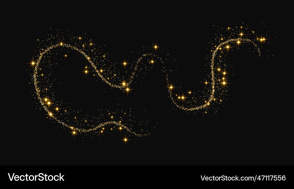 Gold glittering confetti wave and stardust Vector Image