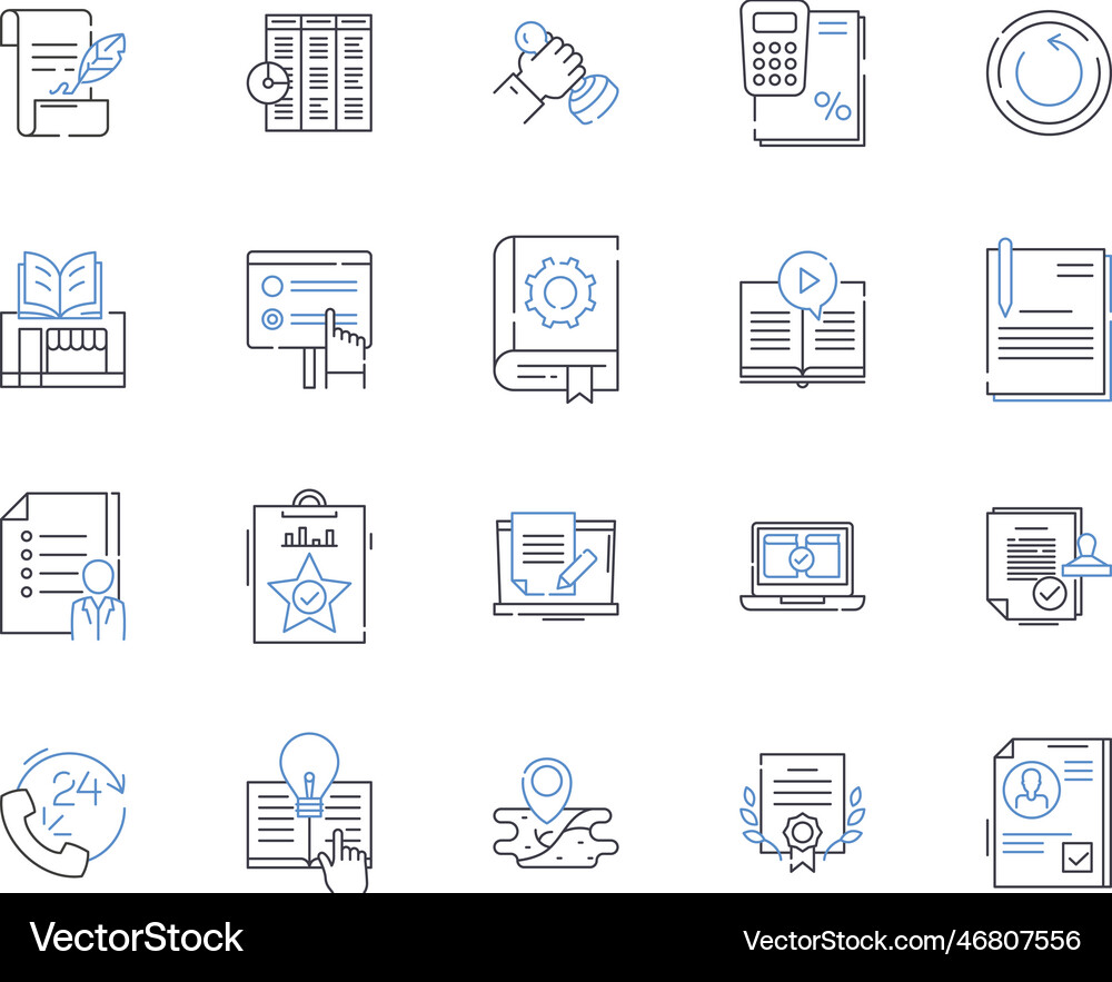 Paper products line icons collection statiry Vector Image