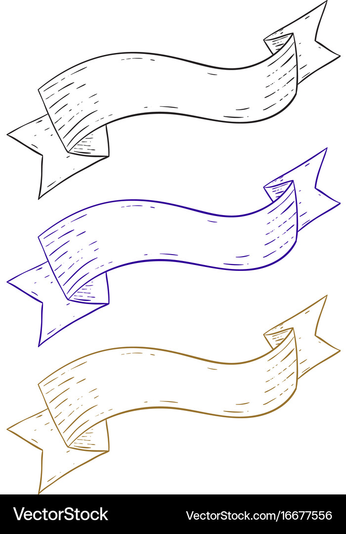 Ribbon banners hand drawn sketch Royalty Free Vector Image