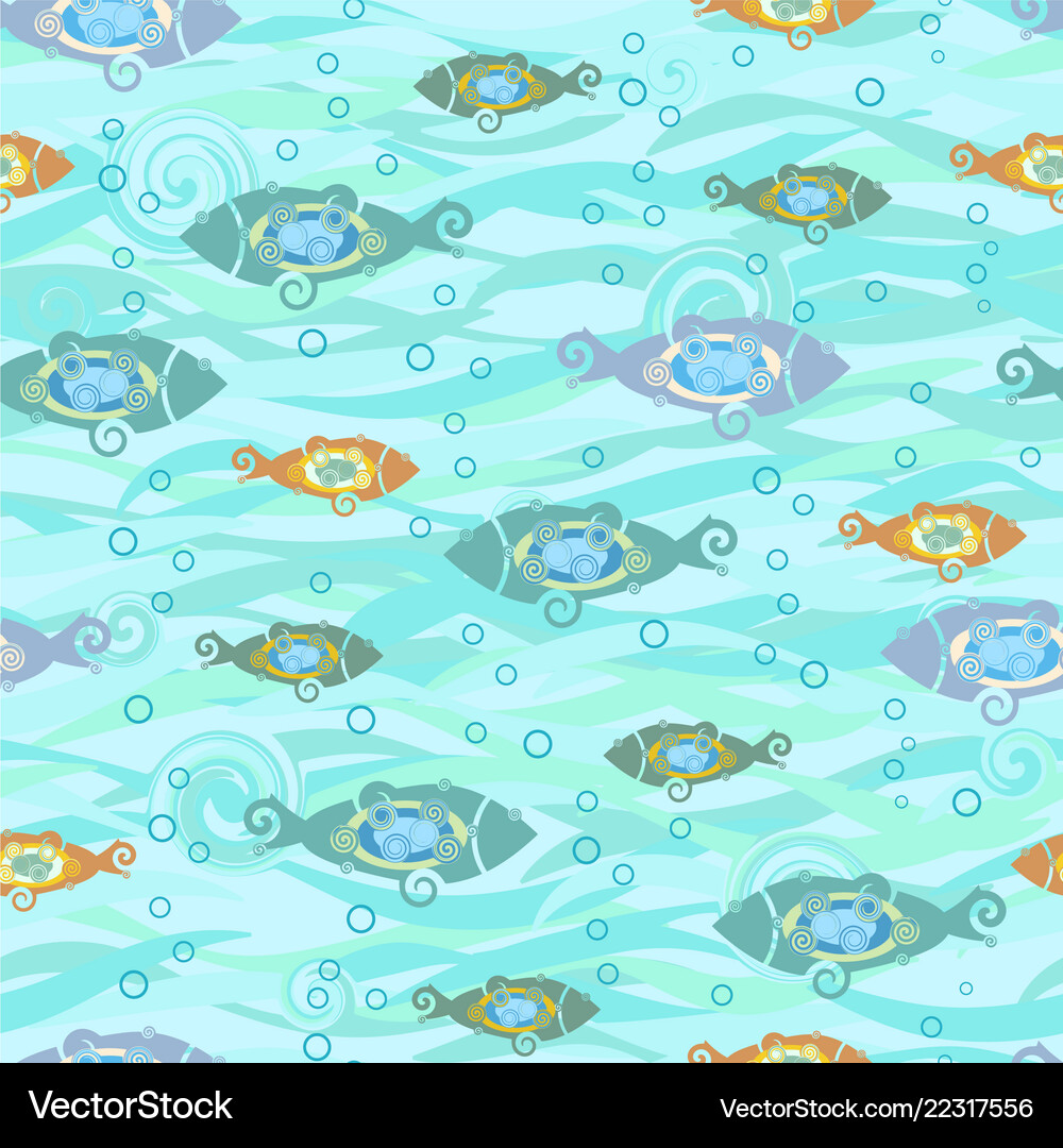 Seamless texture with stylized fishes textiles Vector Image